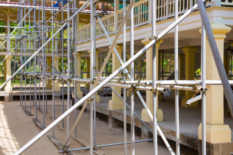 Scaffolding Near a House Under Construction for External Plaster Works ...