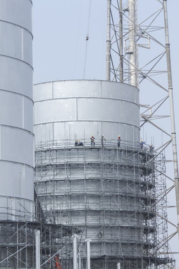 Tank Storage Foundation with Scaffolding Stock Photo - Image of tank ...
