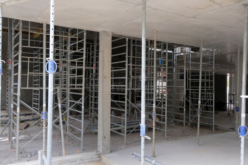 Scaffolding Inside a Building Under Construction Stock Photo - Image of ...