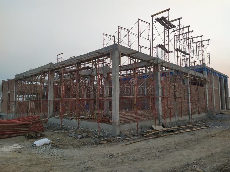 Scaffolding Installation in Building Construction Stock Photo - Image ...