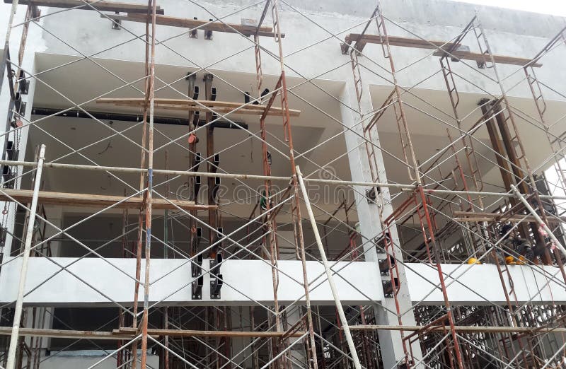 Scaffolding is Installed As Temporary Support for Concrete Formwork at ...