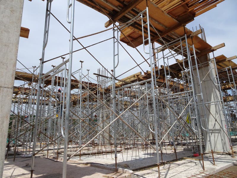 Scaffolding is Installed As Temporary Support for Concrete Formwork at ...