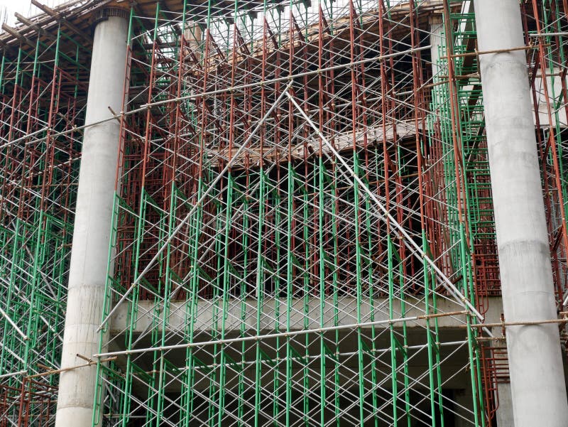 Scaffolding is Installed As Temporary Support for Concrete Formwork at ...