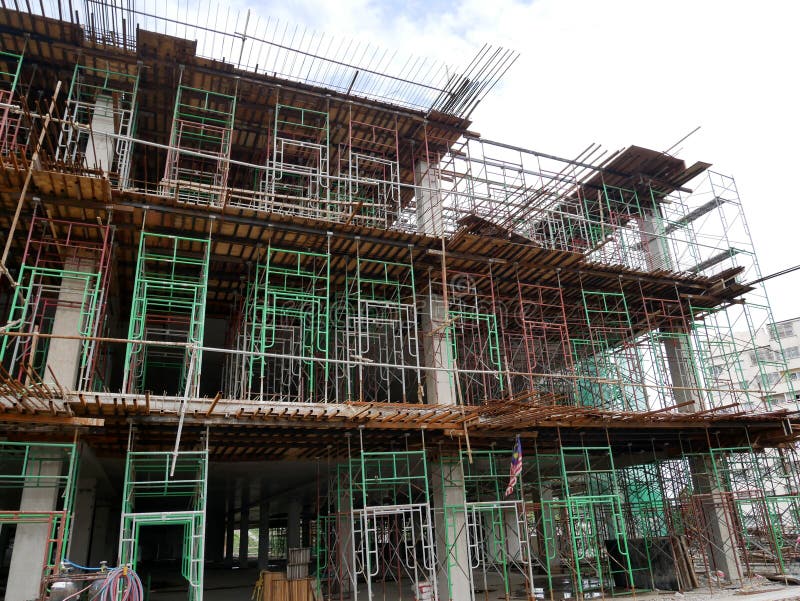 Scaffolding is Installed As Temporary Support for Concrete Formwork at ...