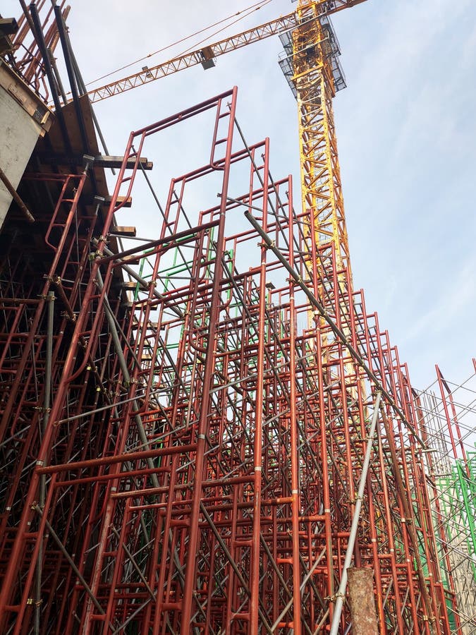 Scaffolding is Installed As Temporary Support for Concrete Formwork at ...