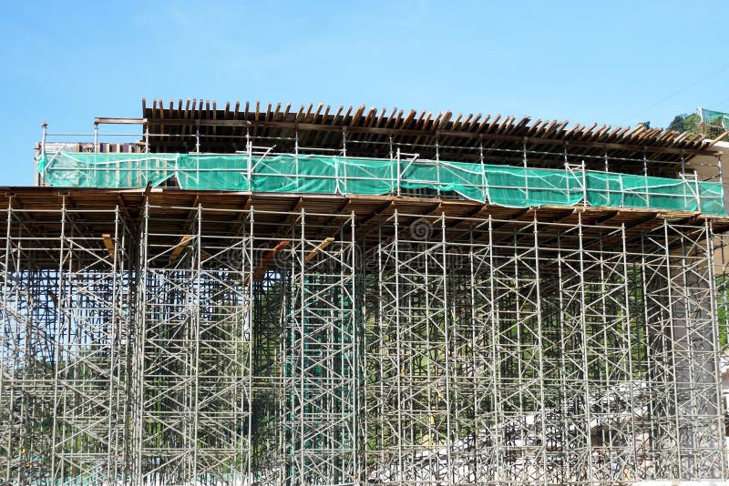 Scaffolding is Installed As Temporary Support for Concrete Formwork at ...