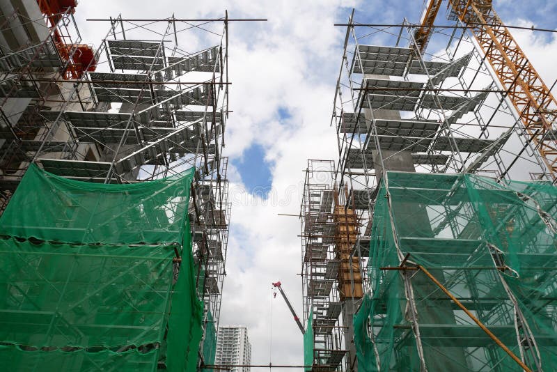 Scaffolding is Installed on the Construction Site As Temporary Support ...