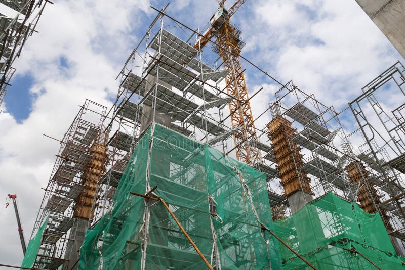 Scaffolding is Installed on the Construction Site As Temporary Support ...
