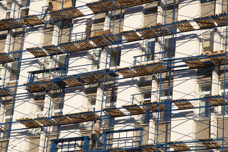 Scaffolding Is Installed On The Construction Site As Temporary Support ...