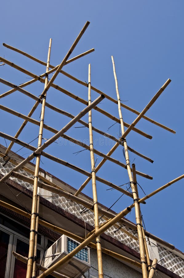 Scaffolding made of bamboo stock image. Image of construction - 35471703