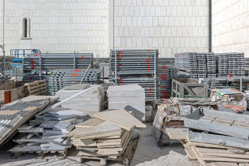 Scaffolding Marble Storage stock photo. Image of construction - 265110858