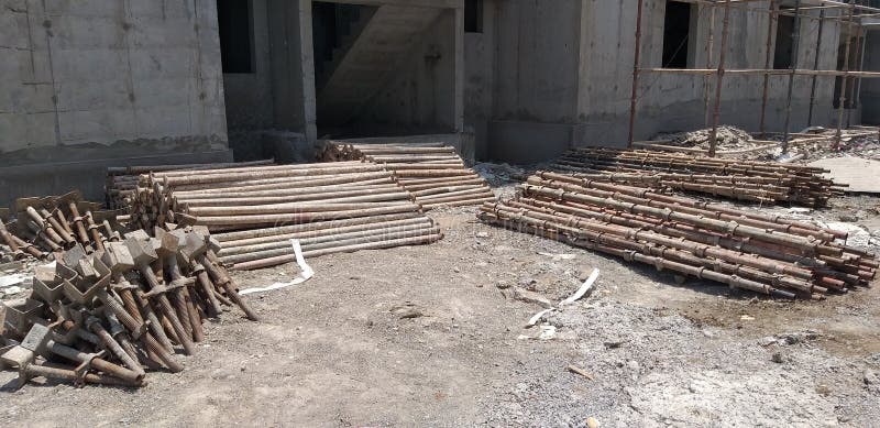 Scaffolding Materials are Stacked Properly in a Building Construction ...