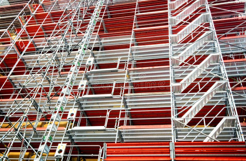 Scaffolding stock photo. Image of industry, striped, facade - 65766158