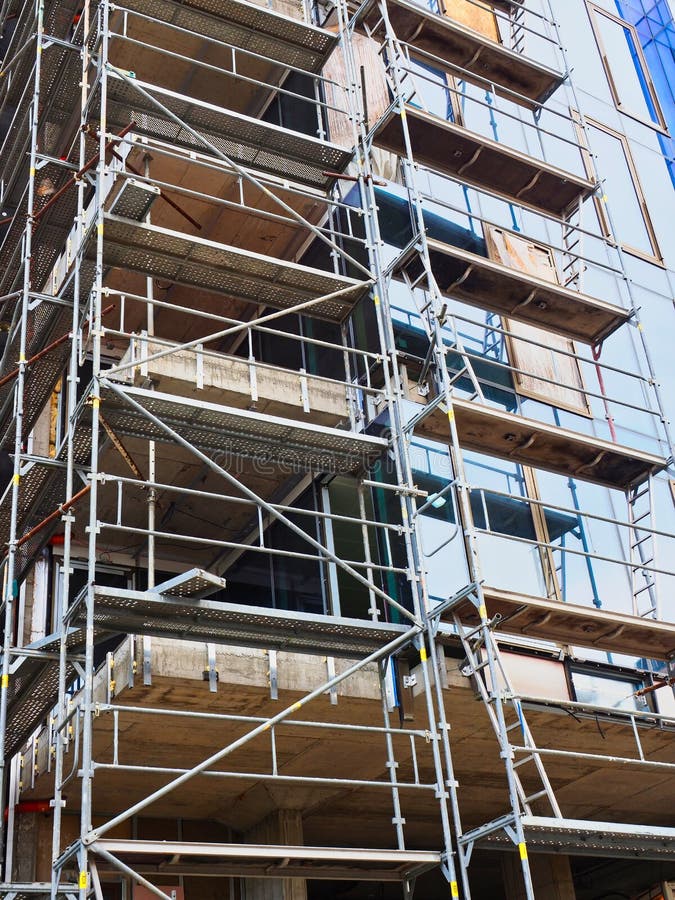 Scaffolding on Modern High Rise Construction Site Stock Photo - Image ...
