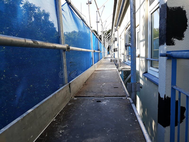 Scaffolding Mounted To Renovate a Building. Stock Photo - Image of ...