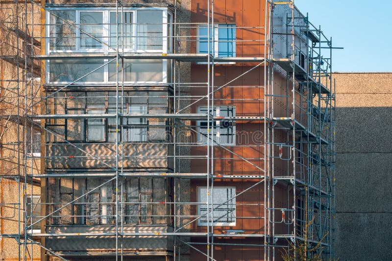 Scaffolding on Multi Storey Building Facade during Facade Renovation ...