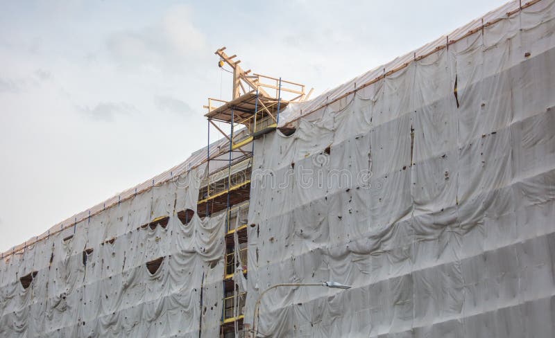 Scaffolding Near the Wall of the House Stock Photo - Image of exterior ...