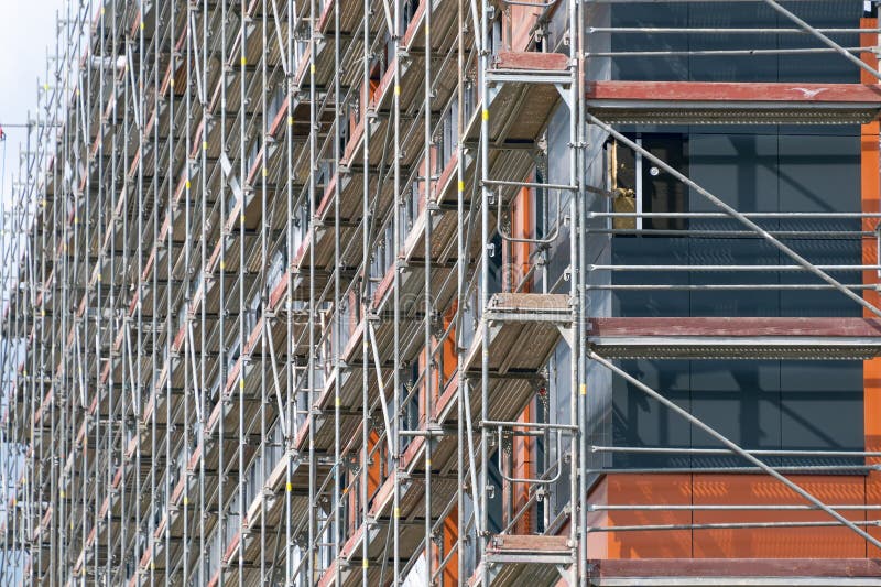 Scaffolding Outside the Building. Construction Work Stock Photo - Image ...
