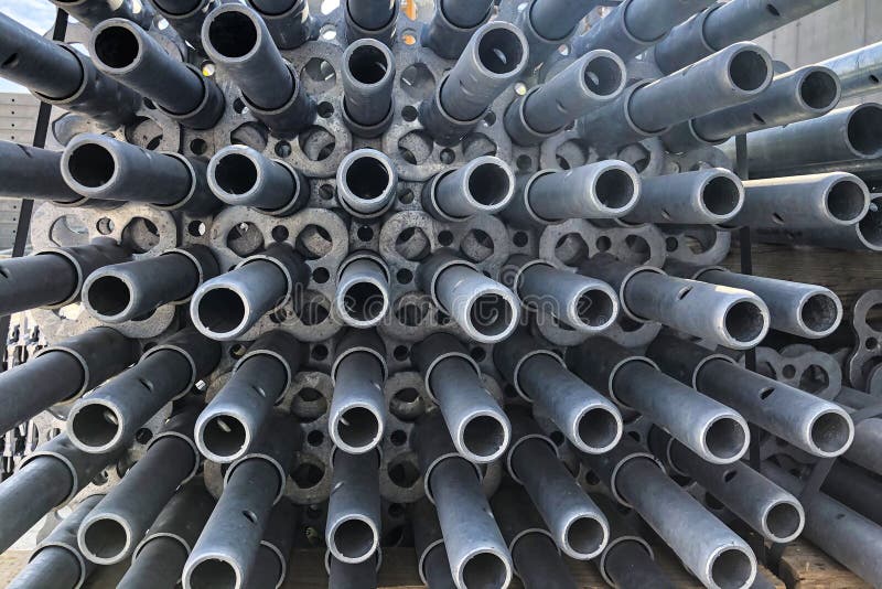 Scaffolding Parts at Construction Site. Auxillary Construction ...