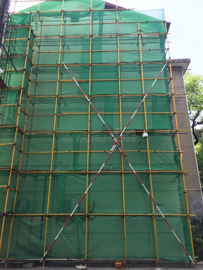 Scaffolding and Protective Net Stock Photo - Image of protective, nets ...