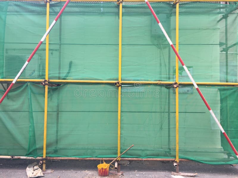 Scaffolding and Protective Net Stock Image - Image of protective, nets ...