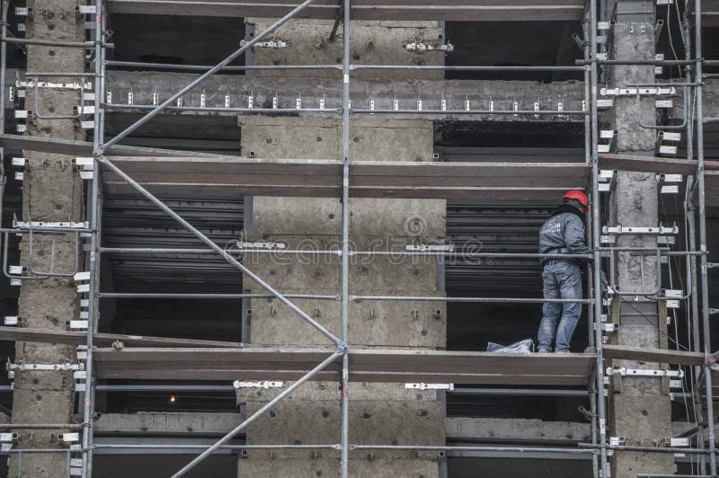 Scaffolding Over the Pedestrian Footpath Stock Image - Image of ...