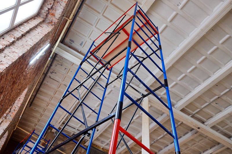 Scaffolding in the room stock photo. Image of roof, plant - 89458864