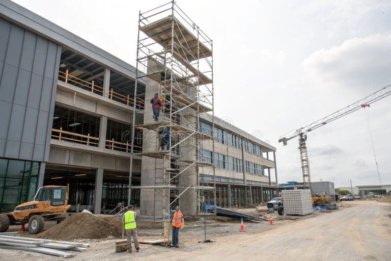 Scaffolding in Front of an Office Building Construction Site Stock ...