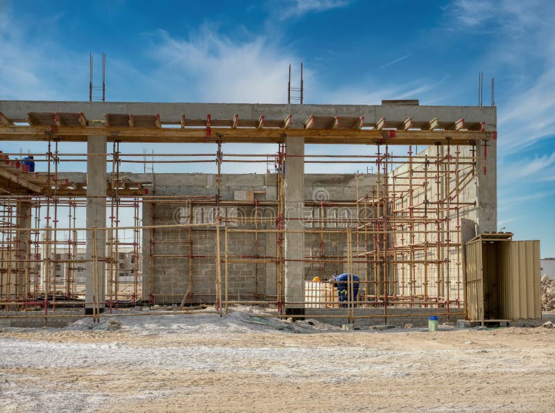 Scaffolding on site stock photo. Image of scaffold, laborers - 269347152