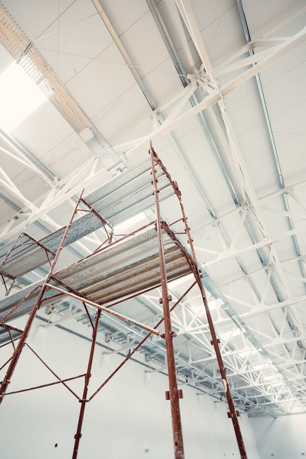 Scaffolding Standing Inside Building Under Construction Stock Image ...