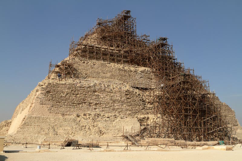 Scaffolding on Pyramid of Djoser in Saqqara Stock Image - Image of sand ...