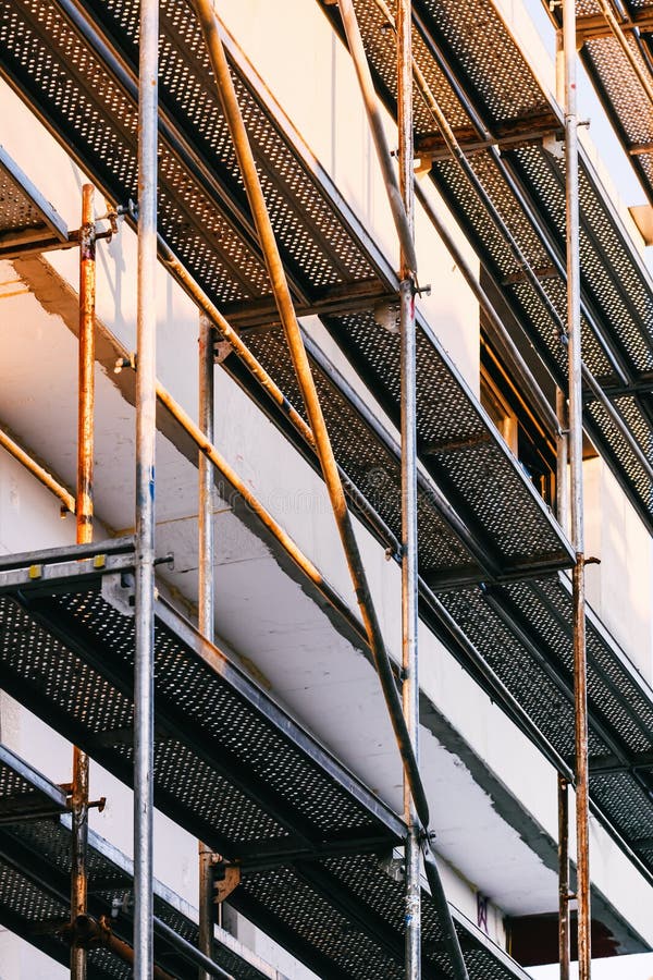 Scaffolding Structure on Construction Site, Renovation of an Old ...