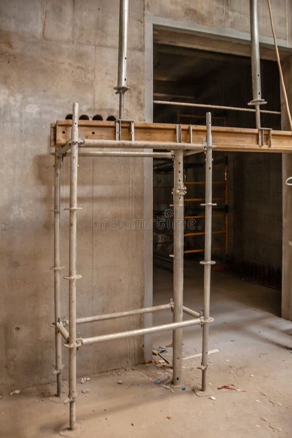 Scaffolding with a Support System of Beams Stock Photo - Image of ...