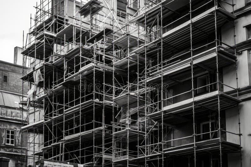 Scaffolding Surround a Building Under Construction Stock Illustration ...