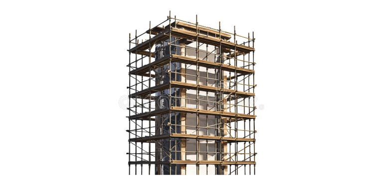 Scaffolding Surrounding Building Under Construction. Structural Support ...