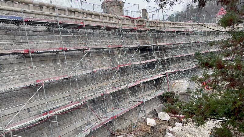 Scaffolding is Used on a Bridge Undergoing Significant Renovation and ...