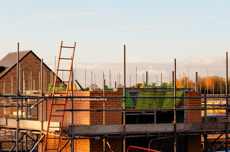 Scaffolds Erected Around Brick Walls To Provide Safe Working Platform ...