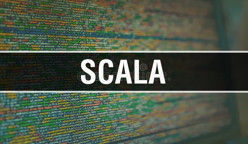 Scala With Binary Code Digital Technology Background Abstract Background With Program Code And