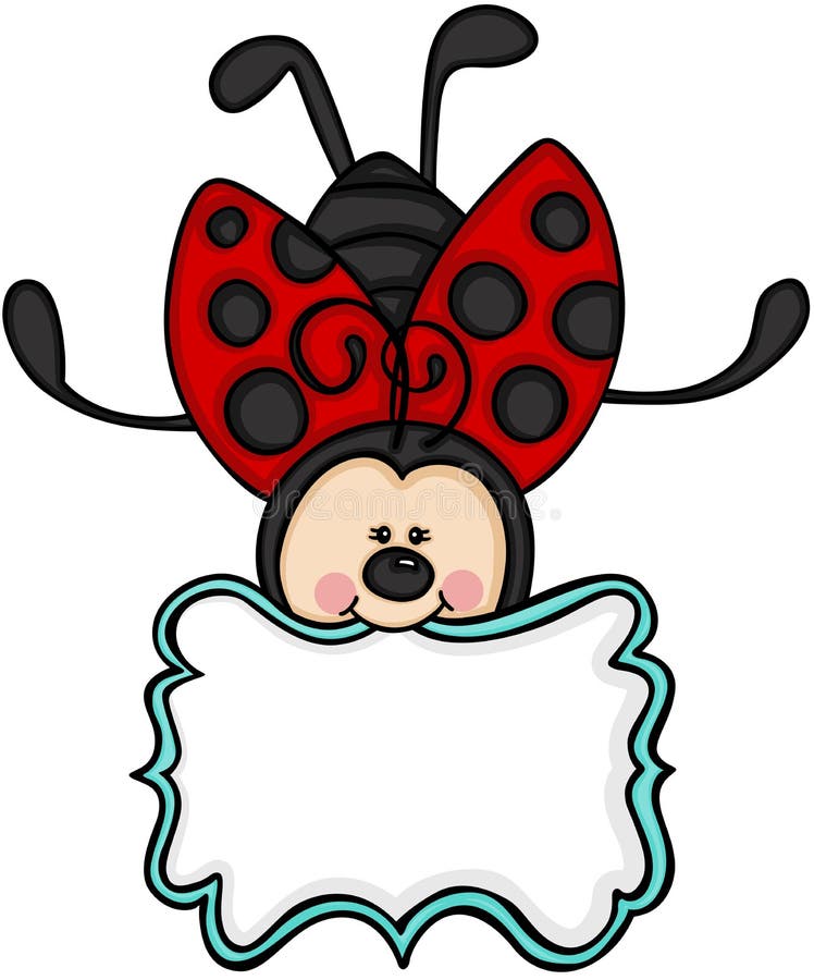 Cute Ladybug with Blank Label Sticker Stock Vector - Illustration of ...