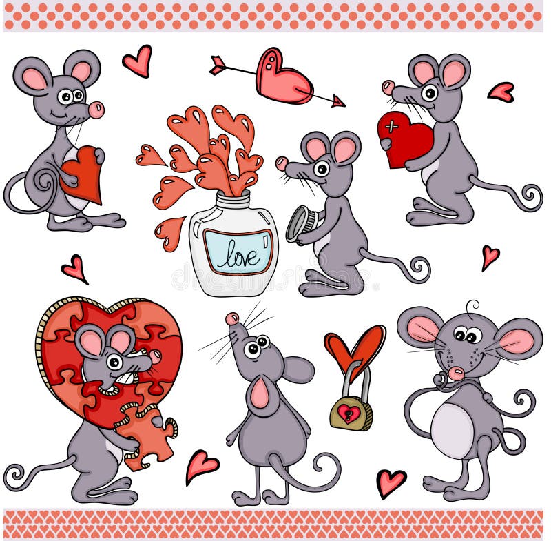 Cat in Love with Mouse stock illustration. Illustration of love - 28893294