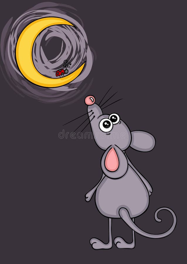 Cute Mouse Looking Ladybug in Moon Stock Vector - Illustration of ...