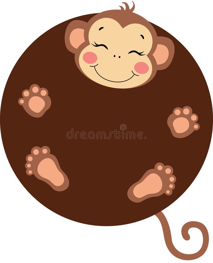 Monkey with Round Frame for Banner, Poster, and Greeting Card Stock ...