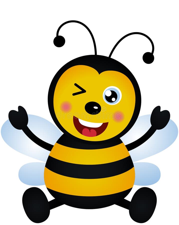 Happy Cute Bee Sitting Isolated Stock Vector - Illustration of honey ...