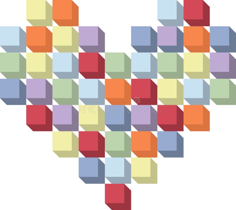 Heart made with cubes stock vector. Illustration of ornament - 117365844