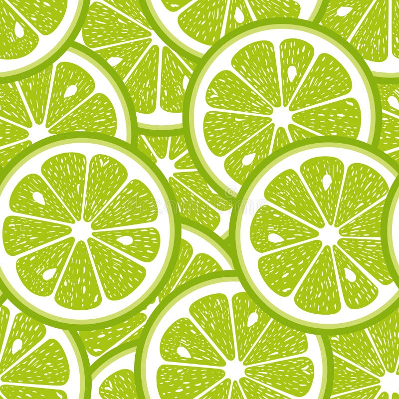 Seamless Background of Lime Round Slices Stock Vector - Illustration of ...