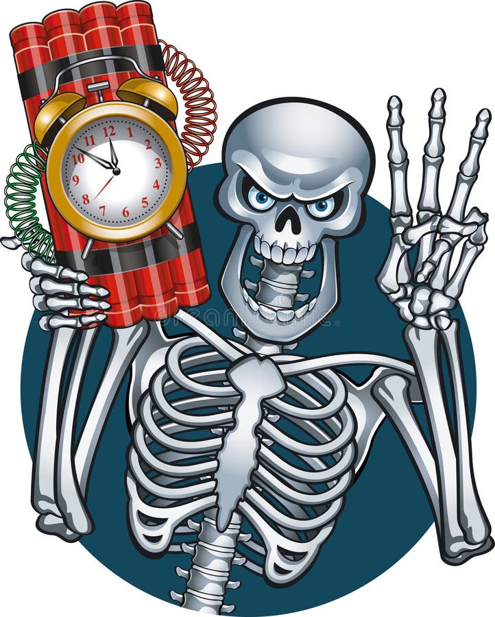 Human Skeleton Holding Dynamite Bomb Stick With Timer Stock Vector ...