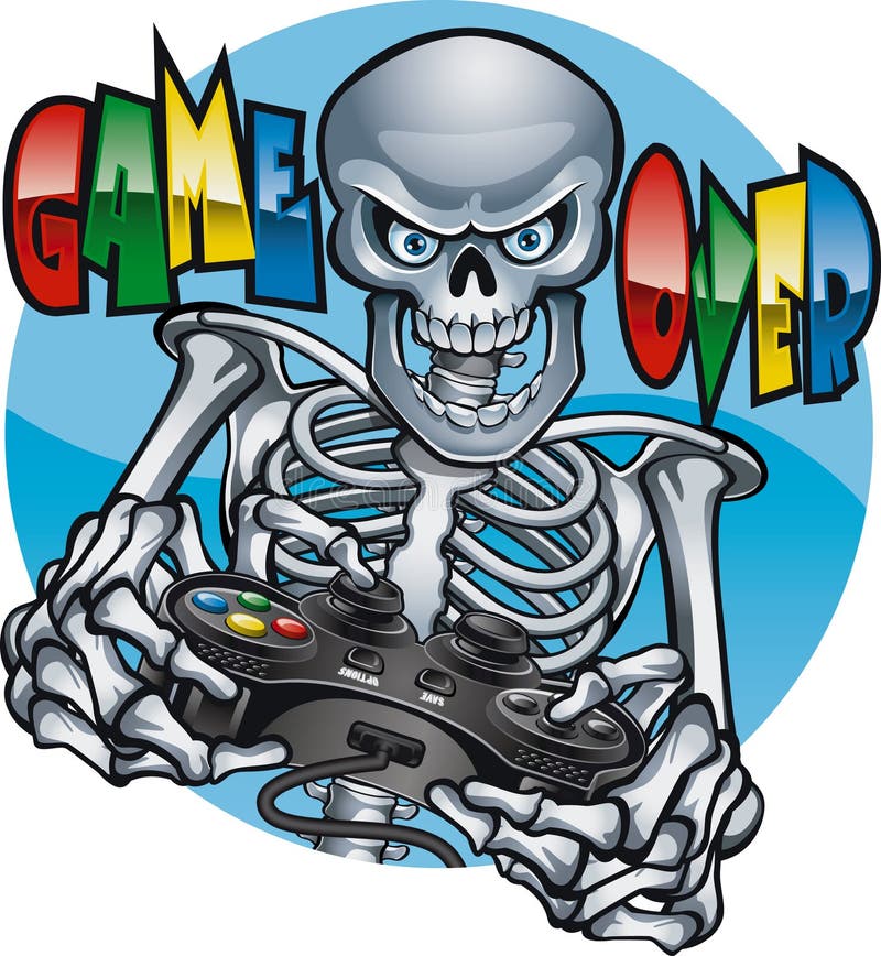 Human Skeleton Holding Video Game Console Stock Vector - Illustration ...