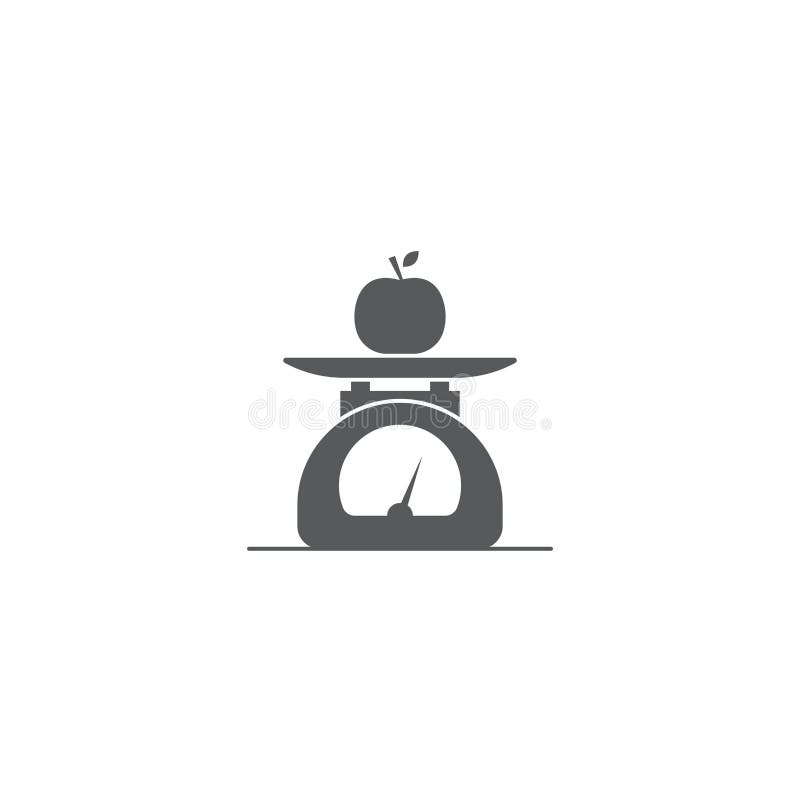 Scale with Apple Vector Icon Symbol Isolated on White Background Stock ...