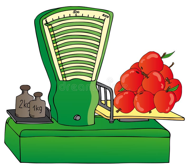 Scale with apples stock vector. Illustration of apple - 25034506