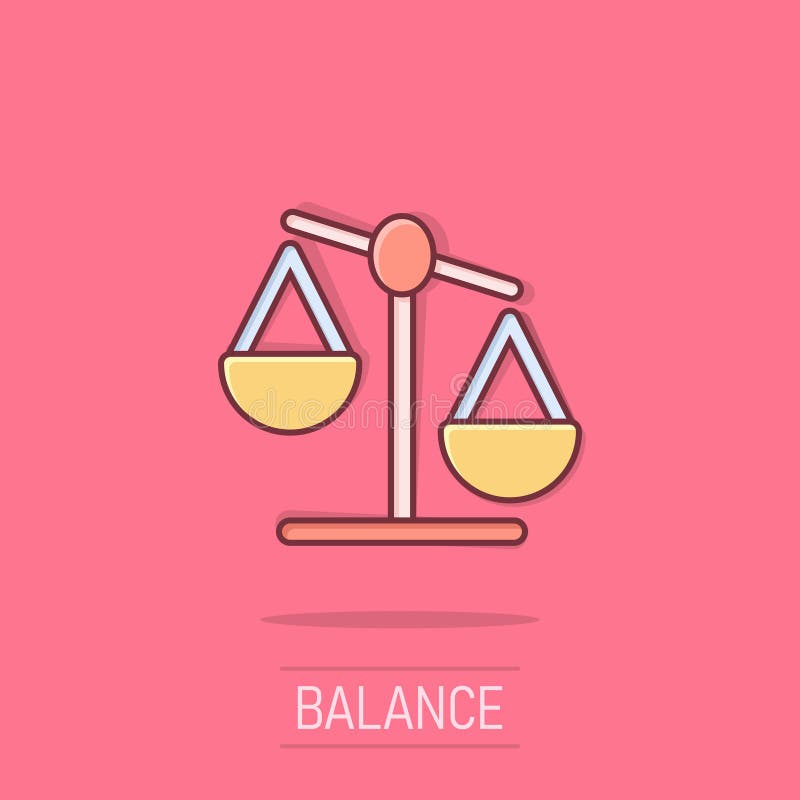 Scale Balance Icon in Comic Style. Justice Cartoon Vector Illustration ...